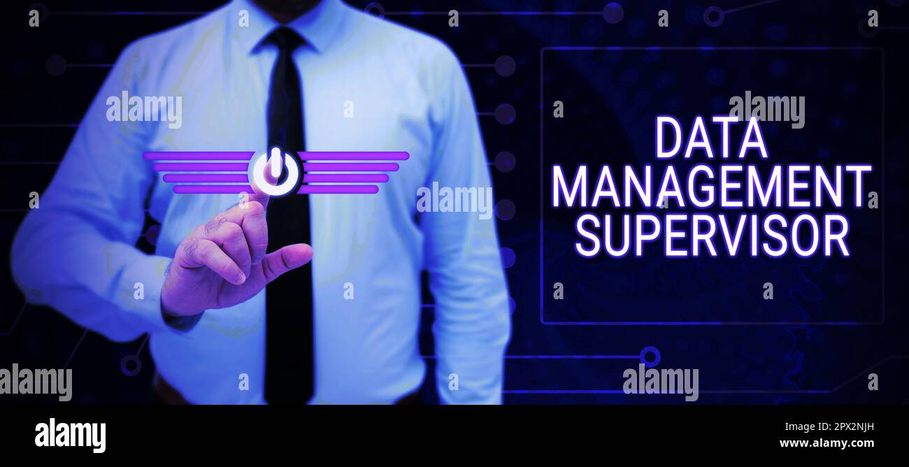 Text caption presenting Data Management Supervisor, Business approach ensuring the efficient and ...