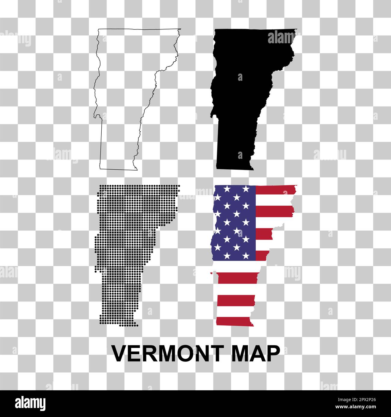 Set of Vermont map shape, united states of america. Flat concept vector ...