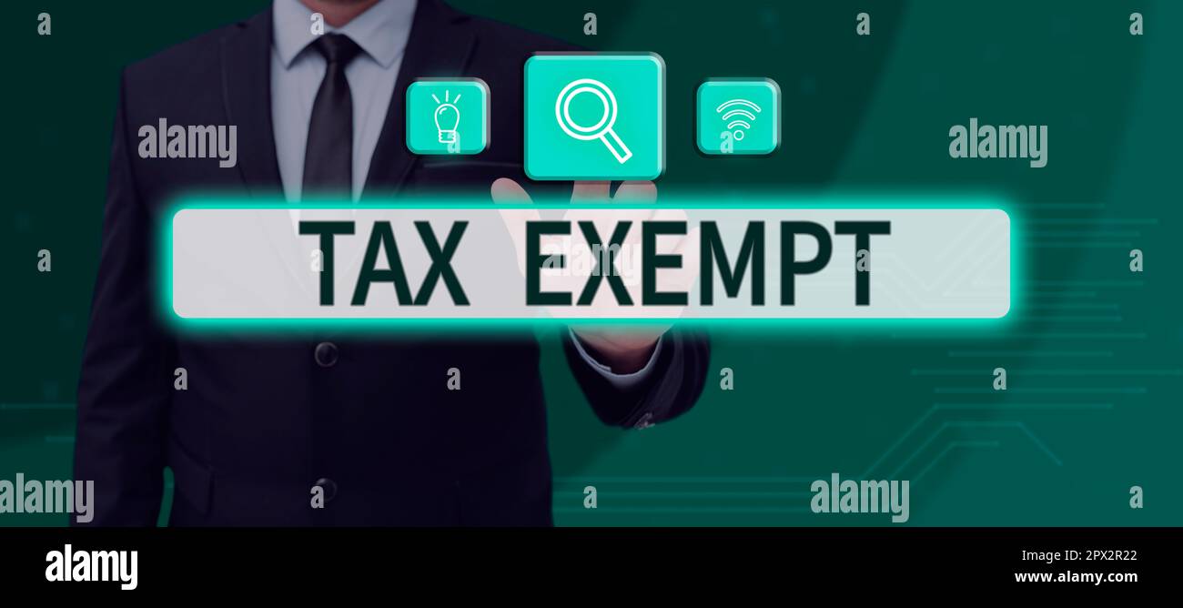 Text caption presenting Tax Exempt, Conceptual photo Income or ...