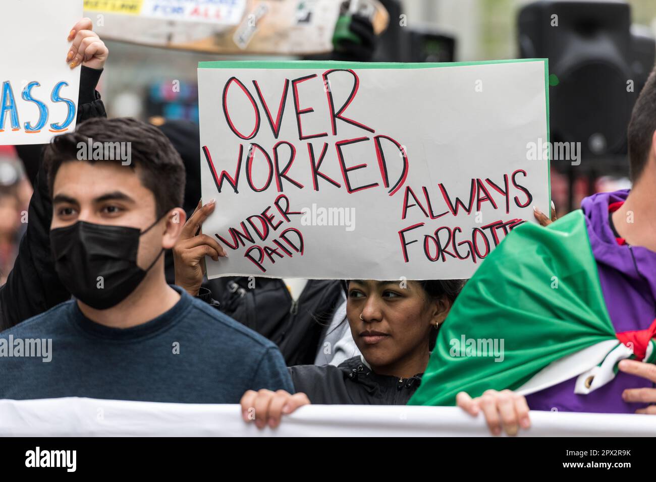 Seattle, USA. 1 May, 2023. Workers rallying at the federal building ...