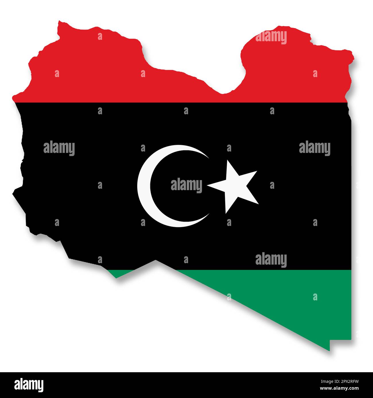 A Libya flag map on white background with clipping path 3d illustration ...