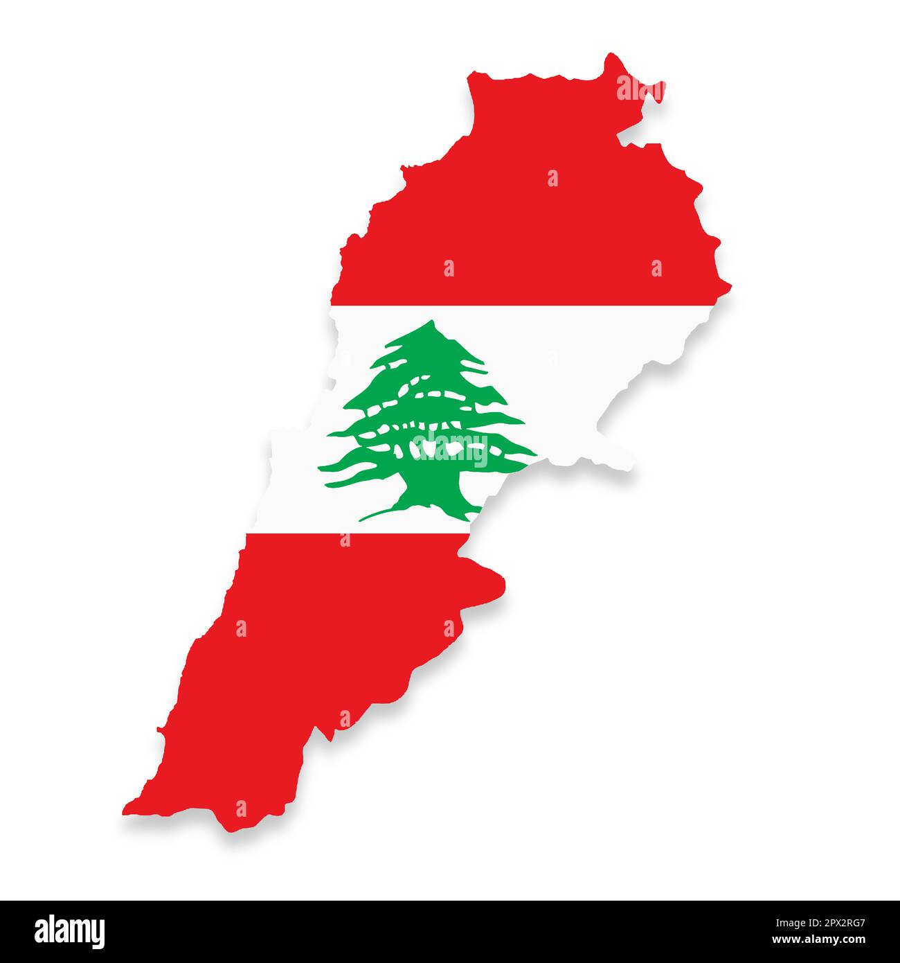 A Lebanon flag map on white background with clipping path 3d ...