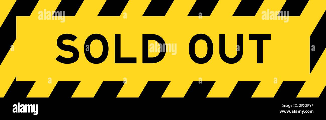 Yellow and black color with line striped label banner with word sold ...