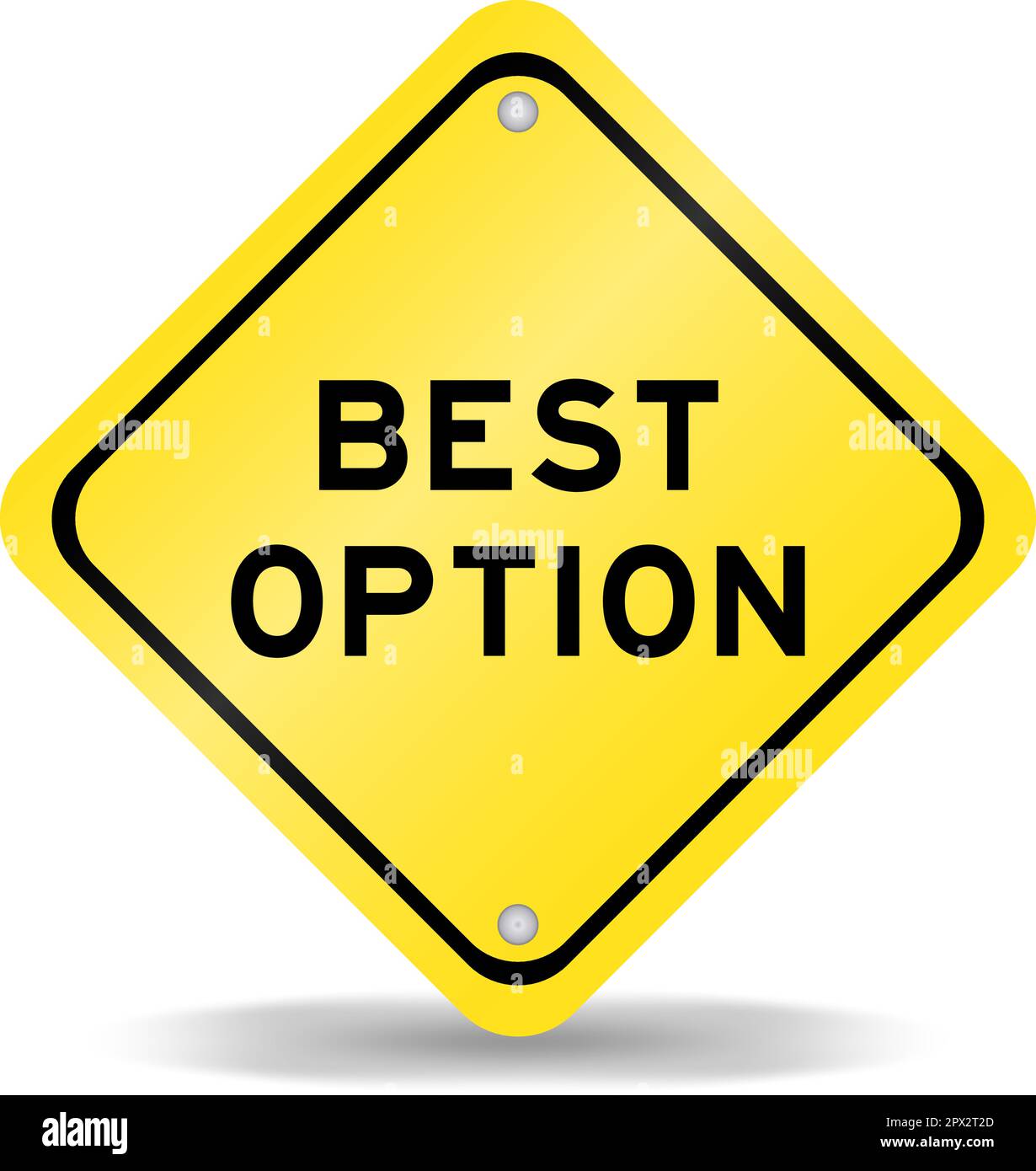 Yellow color transportation sign with word best option on white ...