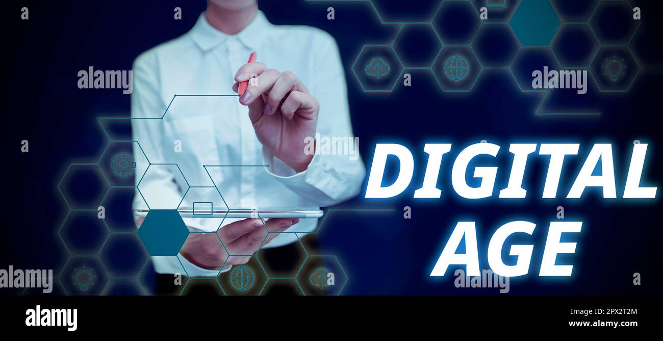 Text showing inspiration Digital Age, Business overview introduction of ...