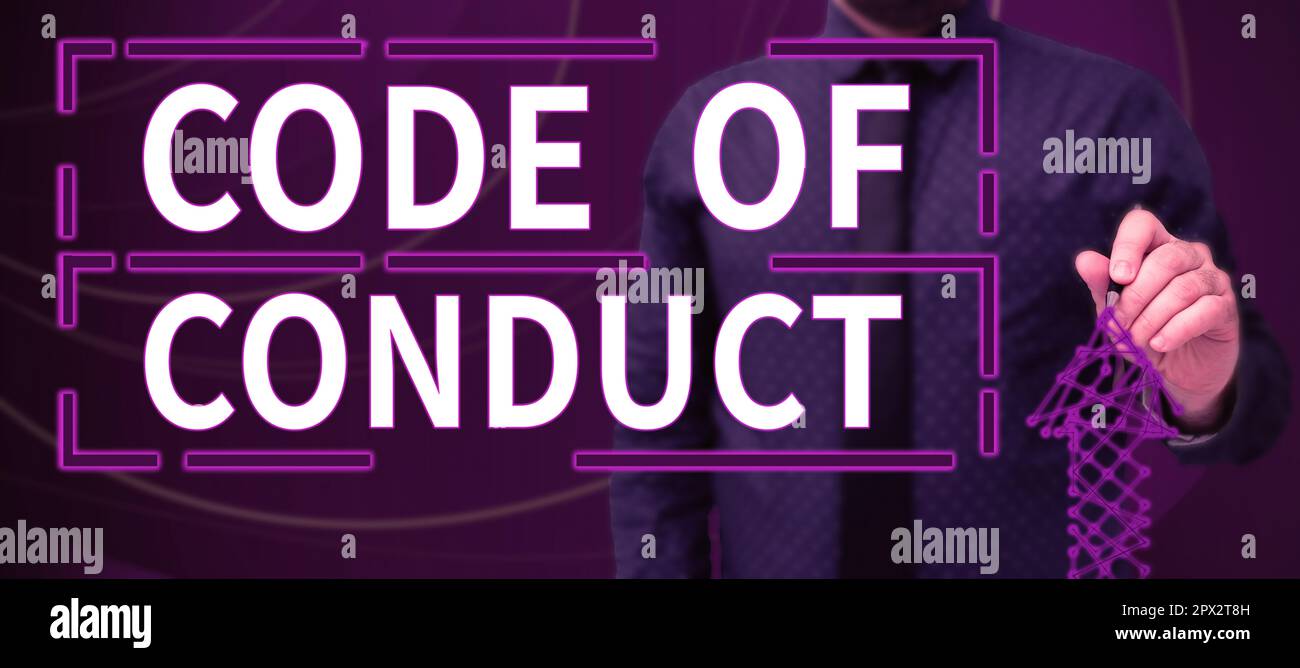 Conceptual display Code Of Conduct, Business approach Ethics rules ...