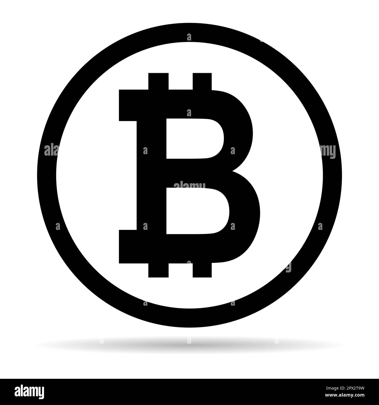 Bitcoin web coin shadow, internet electronic crypto design symbol, digital pay vector ...