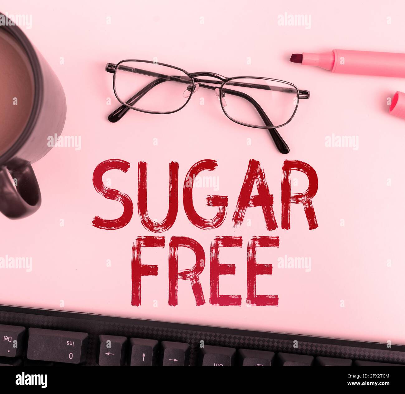 Hand writing sign Sugar Free, Word Written on containing an artificial ...