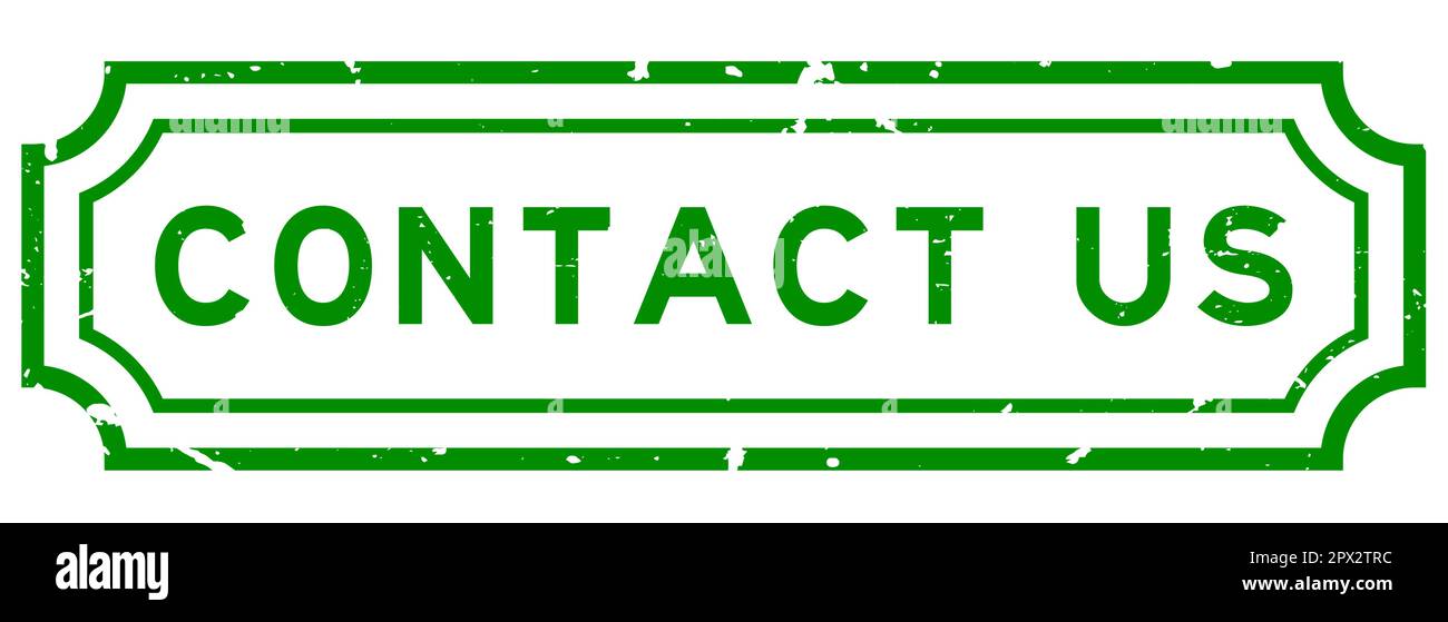 Grunge green contact us word rubber seal stamp on white background ...