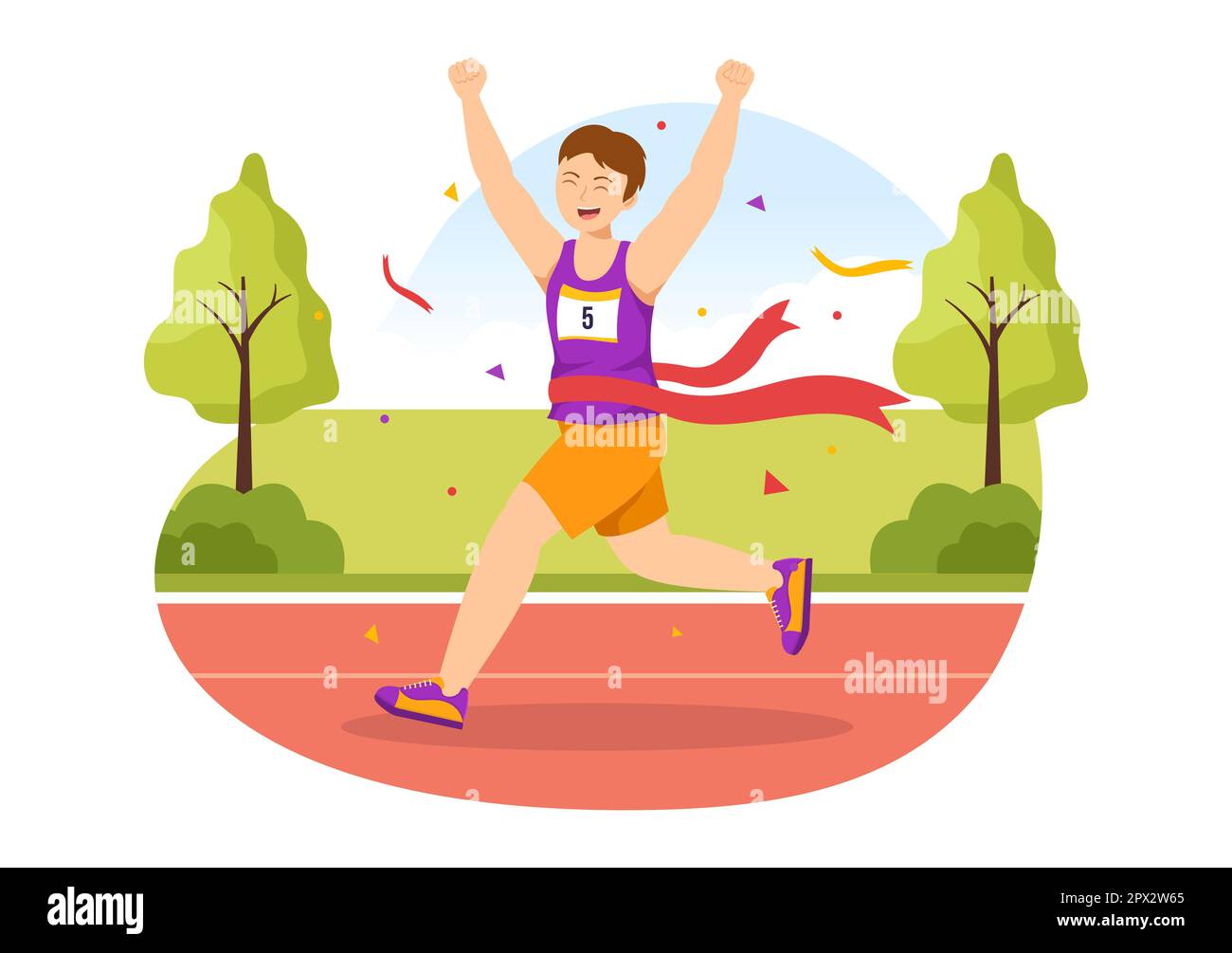 Marathon Race Illustration with People Running, Jogging Sport ...