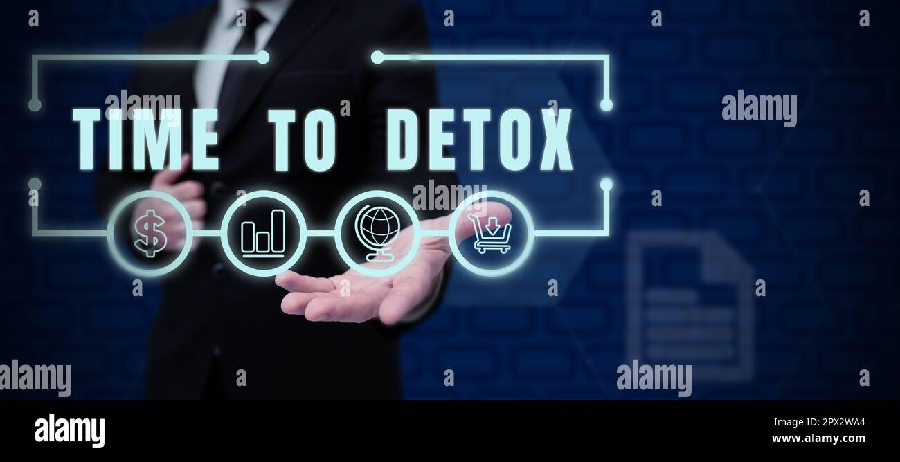 Hand writing sign Time To Detox, Internet Concept Moment for Diet ...