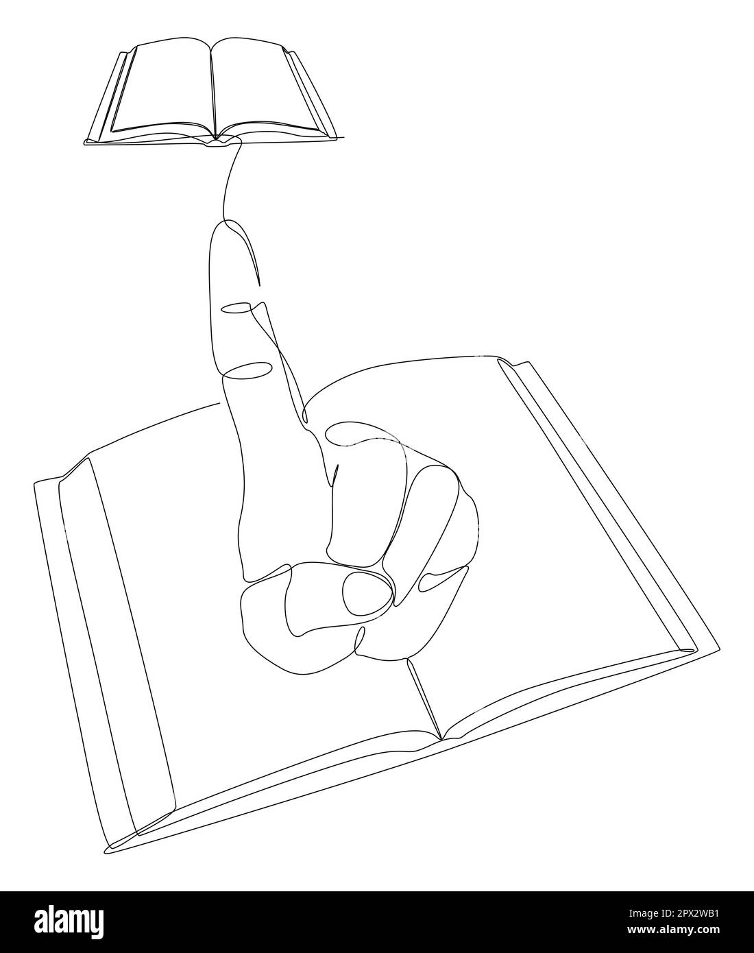 One Continuous Line Of Hand With Multiple Books Thin Line Illustration Vector Concept Contour