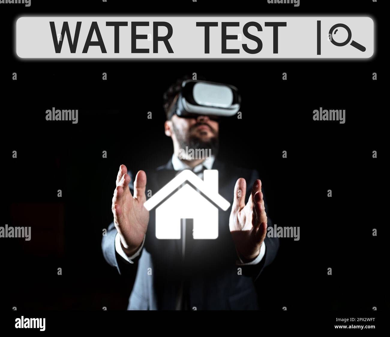 Text caption presenting Water Test, Conceptual photo Sampling of ...