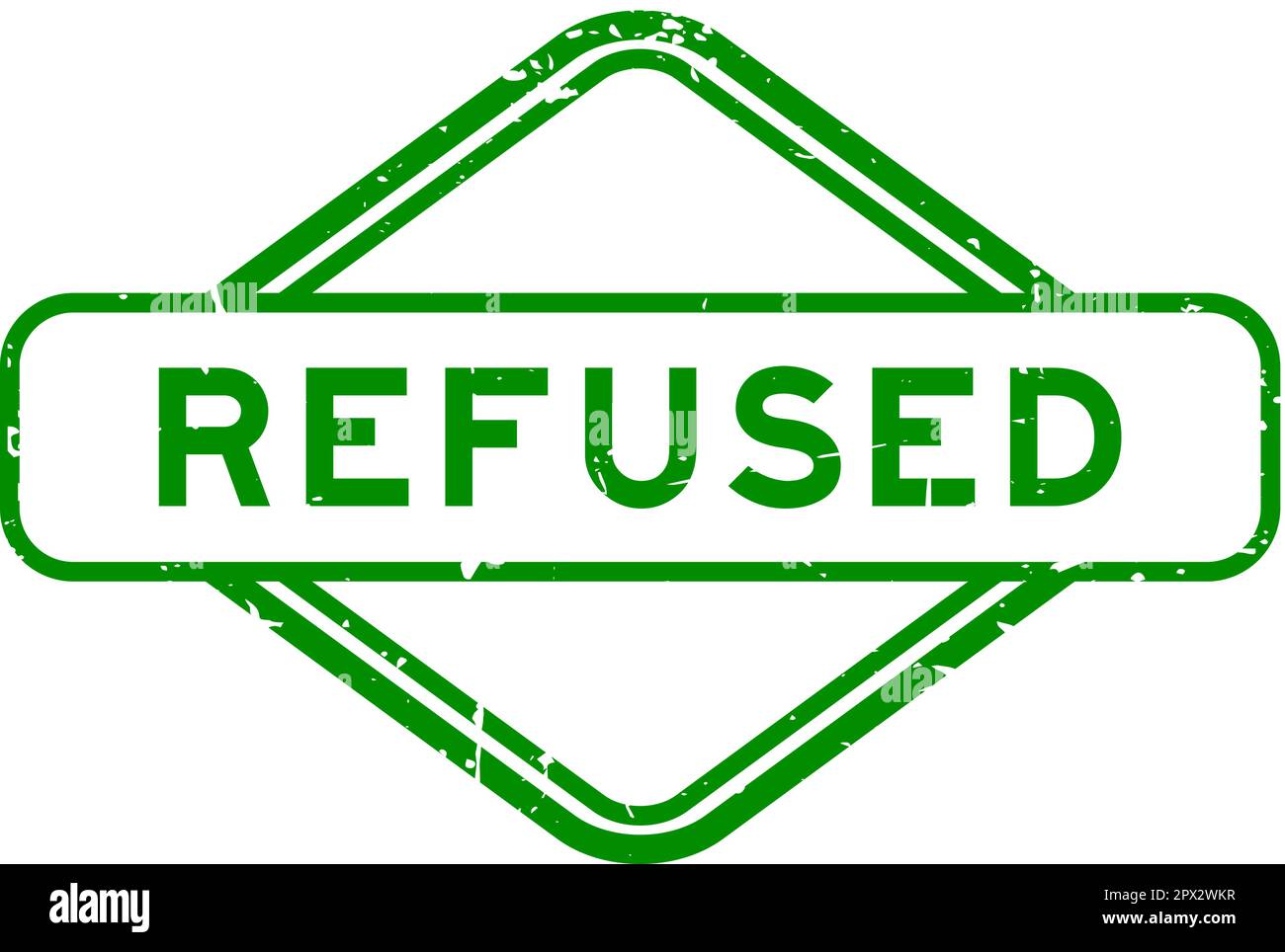 Grunge Green Refused Word Rubber Seal Stamp On White Background Stock