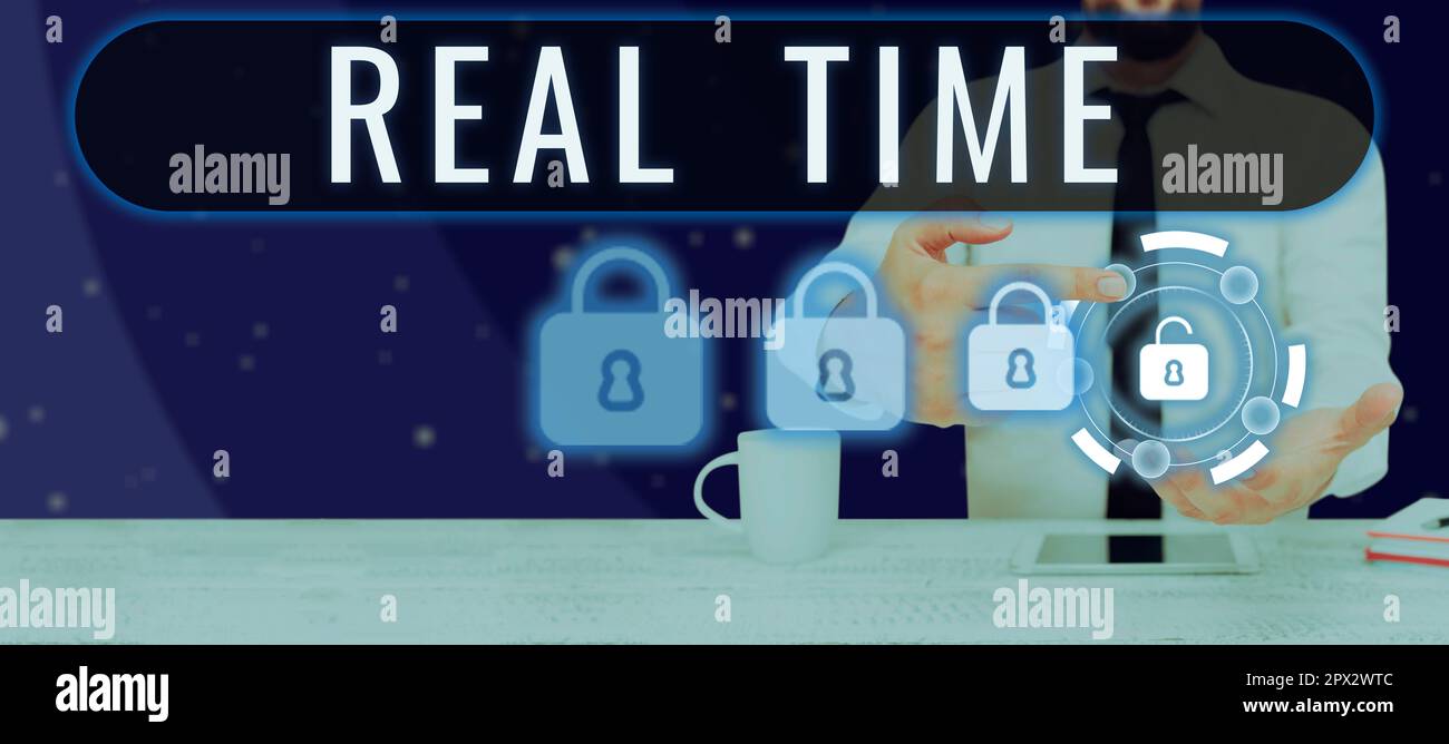 Writing displaying text Real Time, Word for the actual time during ...