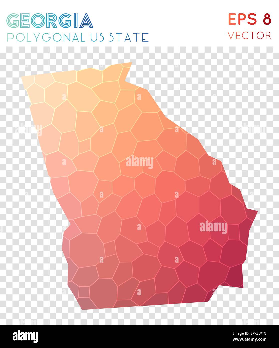 Georgia polygonal map, mosaic style US state. Symmetrical low poly ...