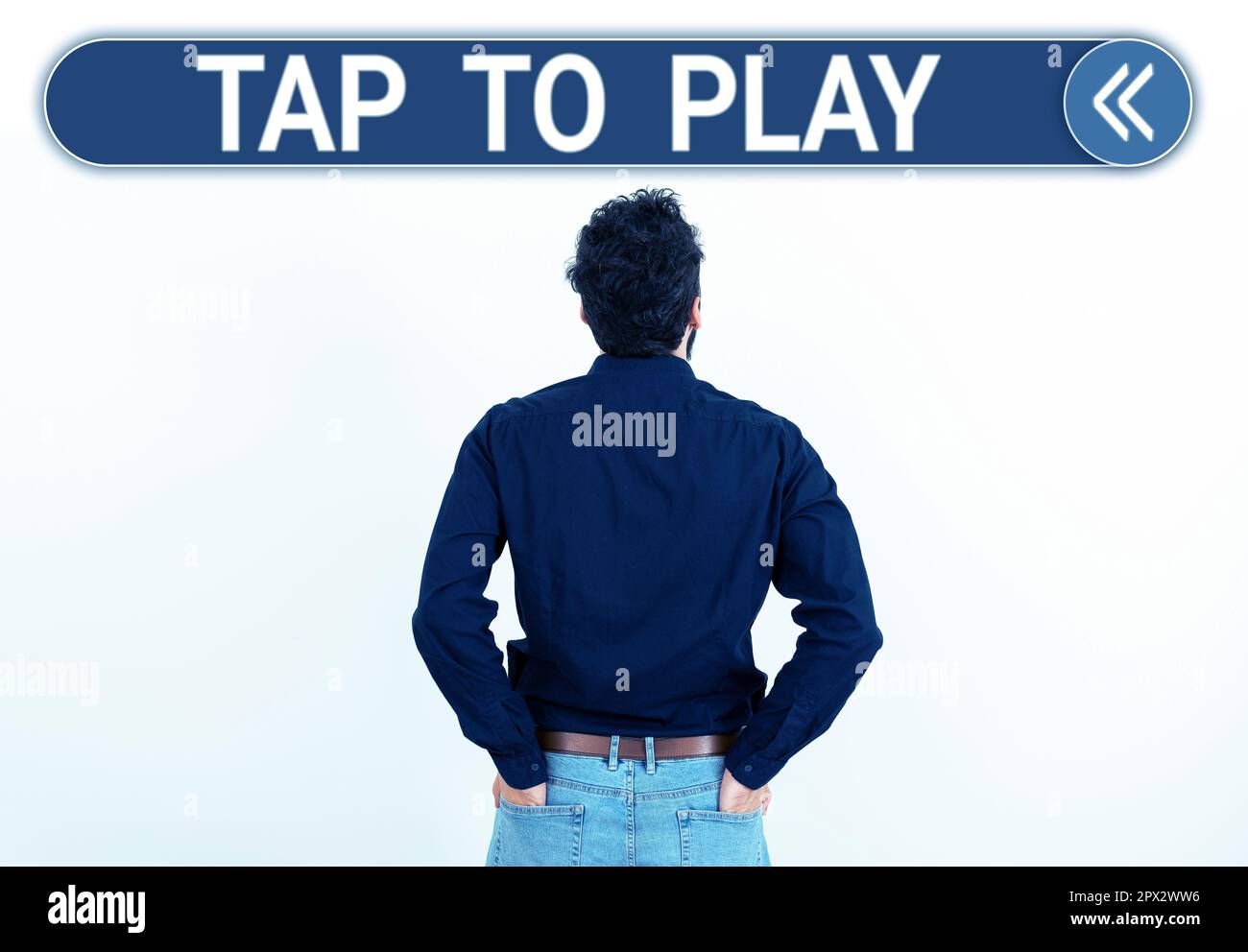 Hand writing sign Tap To Play, Word for Touch the screen to start ...