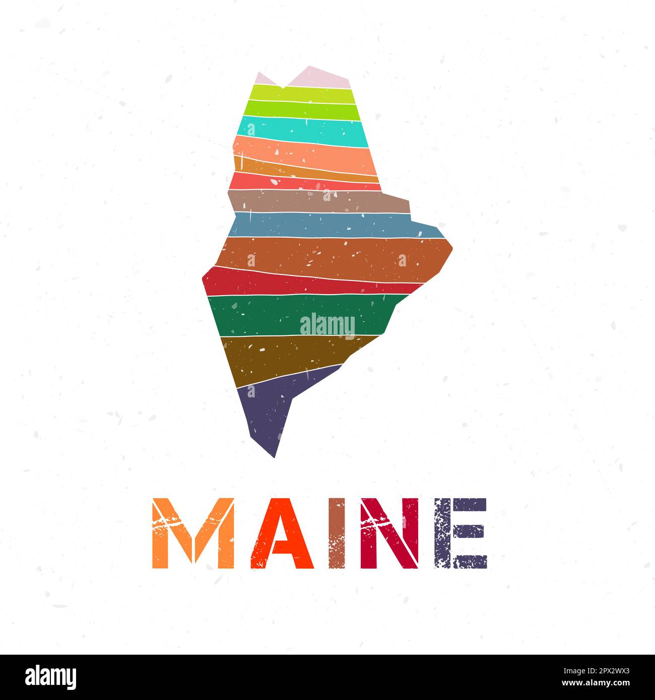 Maine map design. Shape of the us state with beautiful geometric waves ...