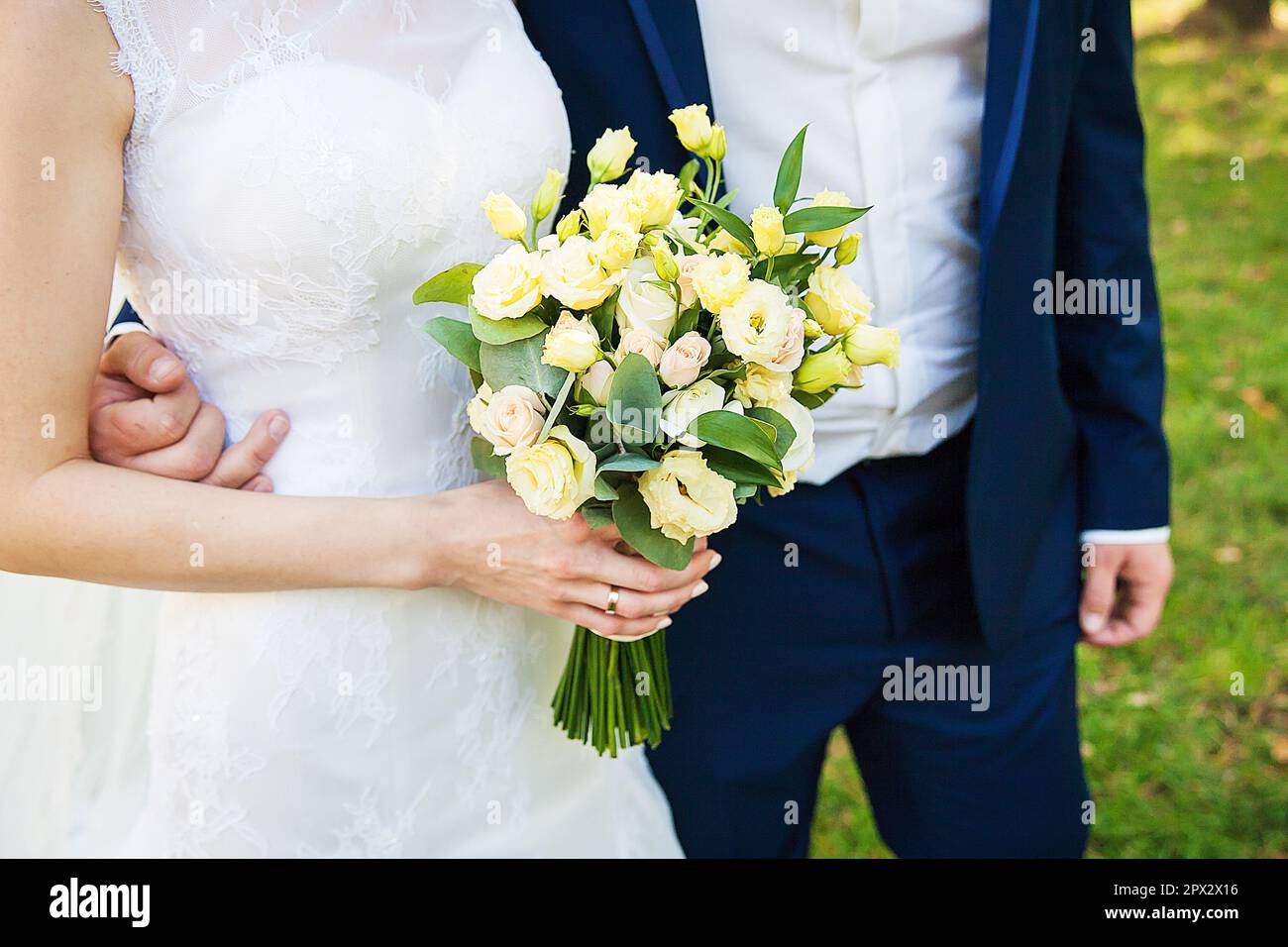 Wedding couple details. No face, only body and hands Stock Photo - Alamy