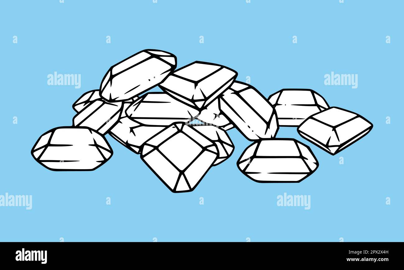 Gem stones pile. Crystal gemstone treasure with diamonds, quartz ...