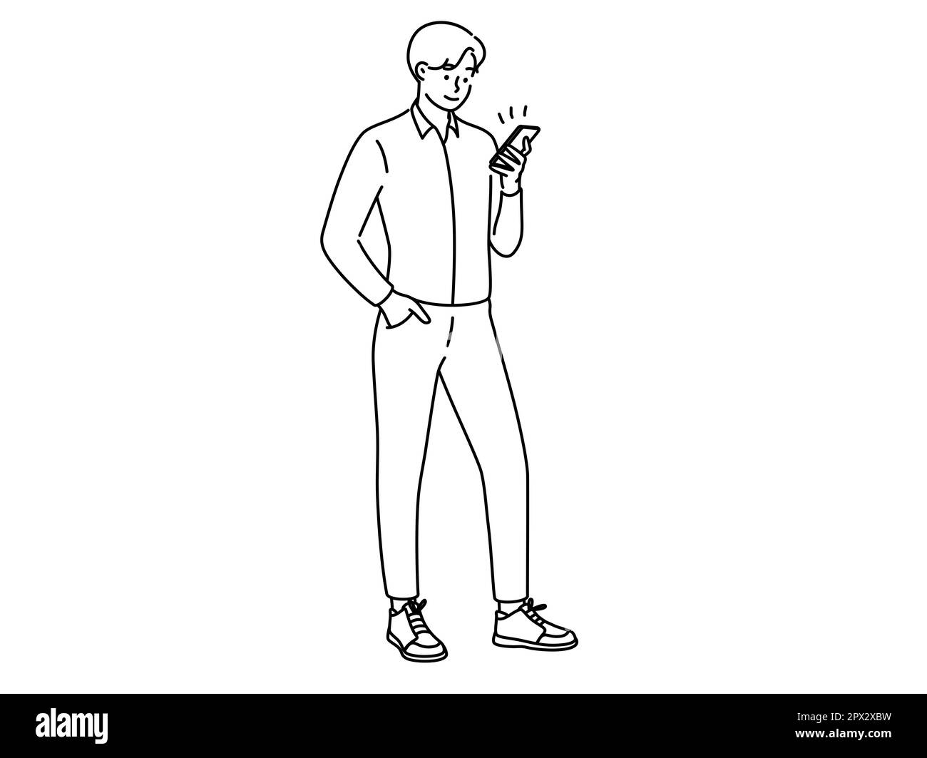 Smiling young businessman using Black and White Stock Photos & Images ...