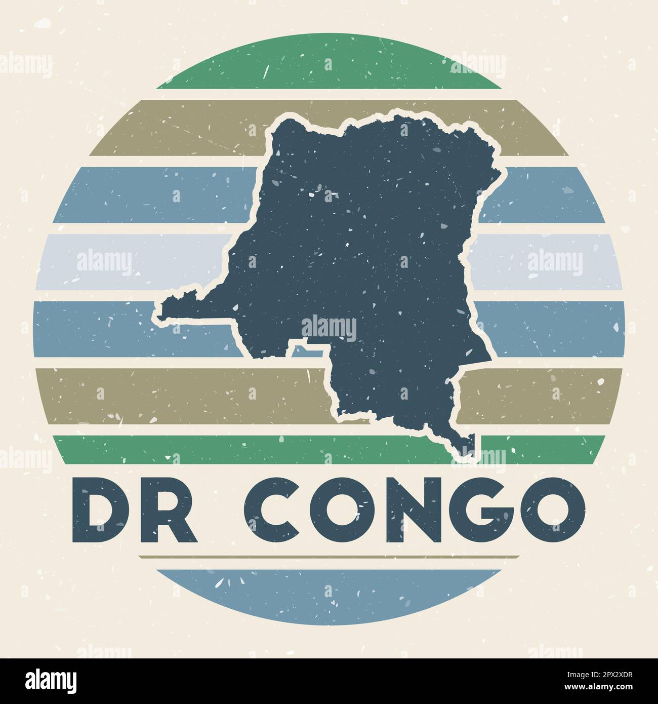 DR Congo logo. Sign with the map of the country and colored stripes ...