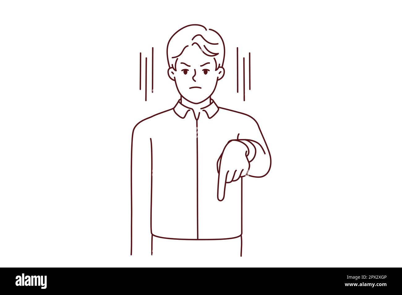 Strict businessman point with finger down. Furious decisive male ...