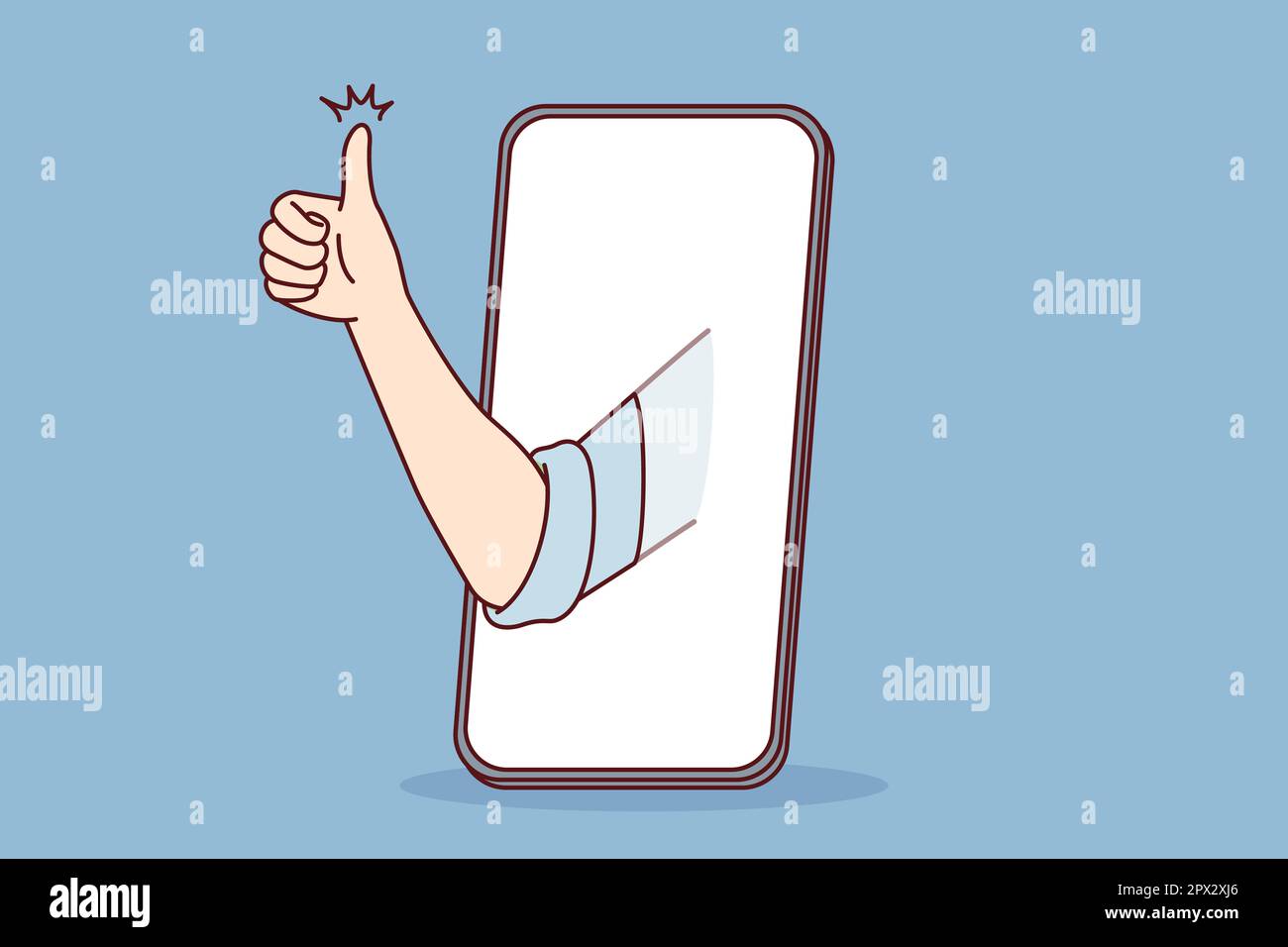 Mobile phone and thumb up symbolizing approval of good app or website ...
