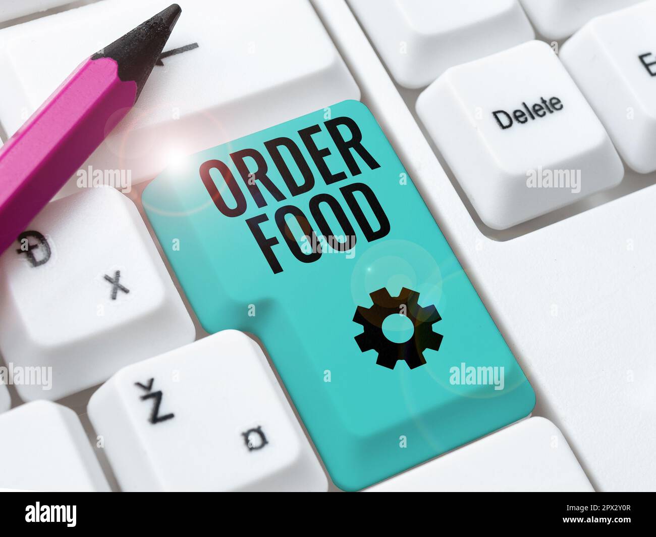 Writing displaying text Order Food, Internet Concept the process of ...