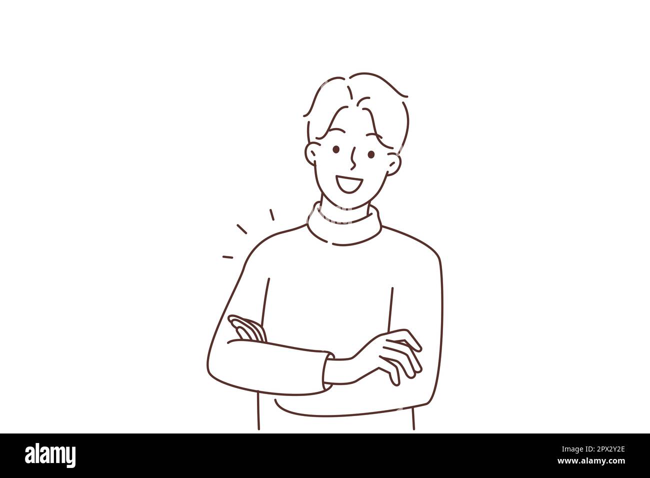 Portrait of smiling young man feeling optimistic and joyful. Profile ...