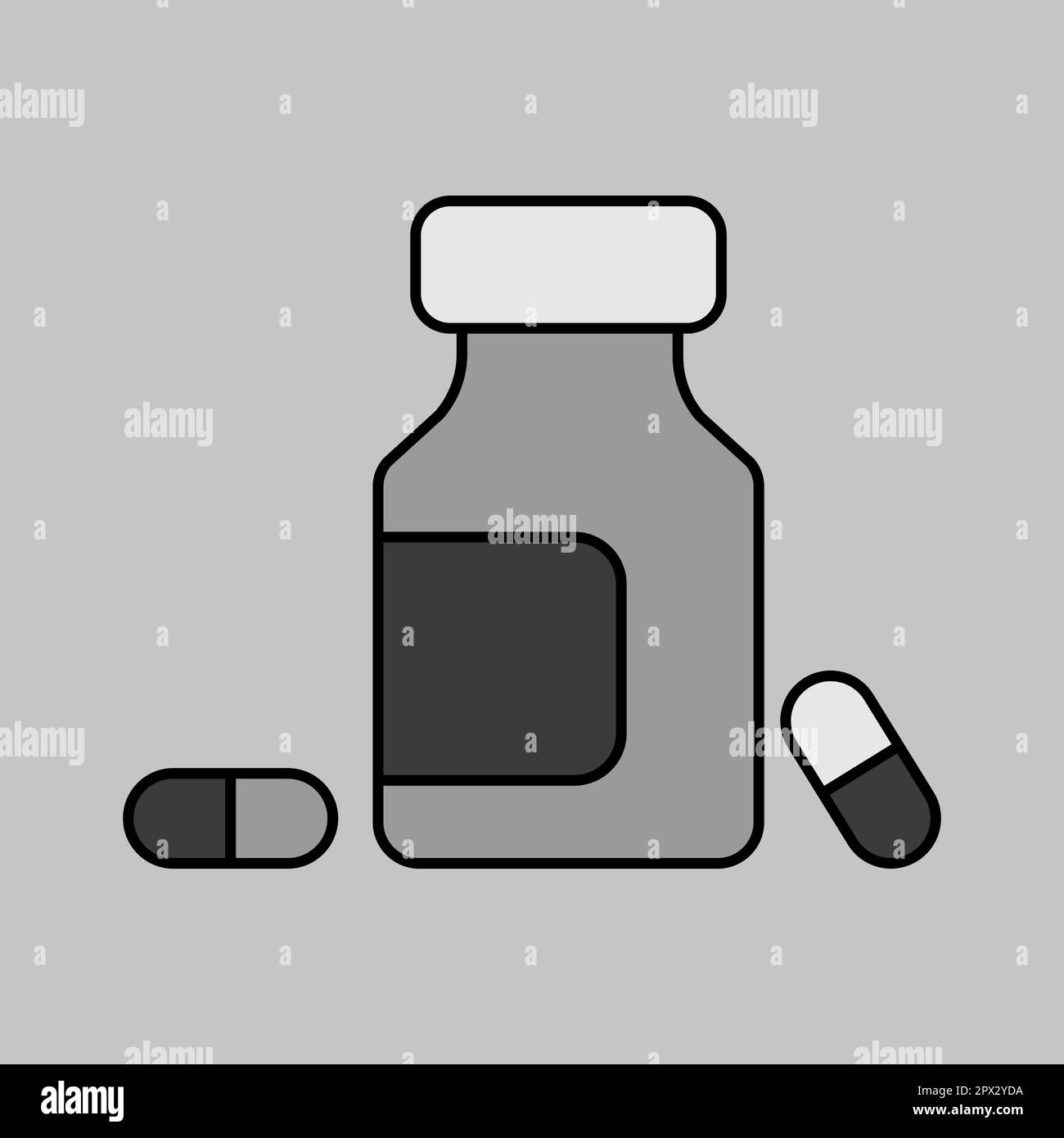 Medicine bottle and pills vector grayscale icon. Medicament. Medicine ...
