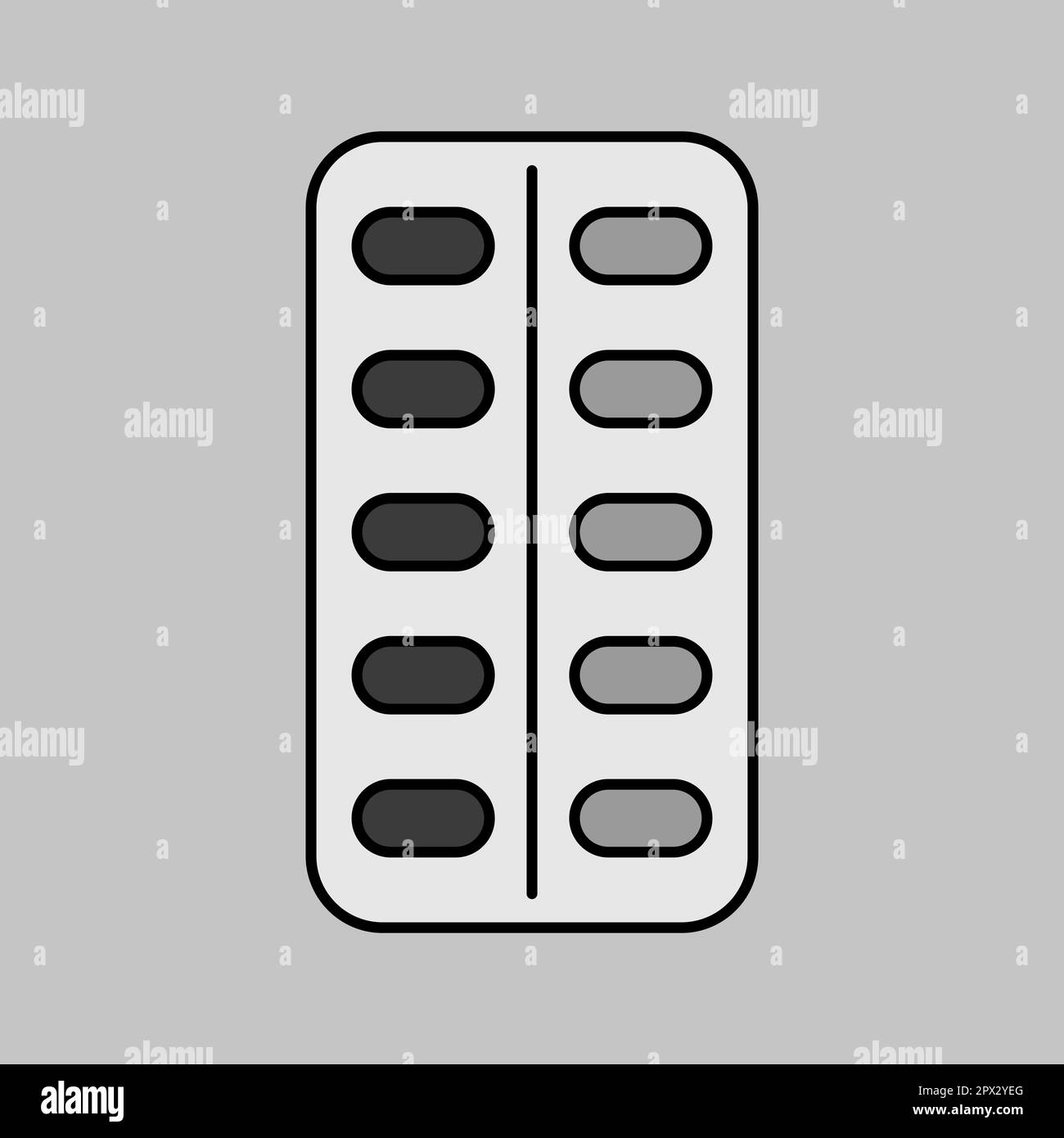 Pills strip vector grayscale icon. Medicine and healthcare, medical ...