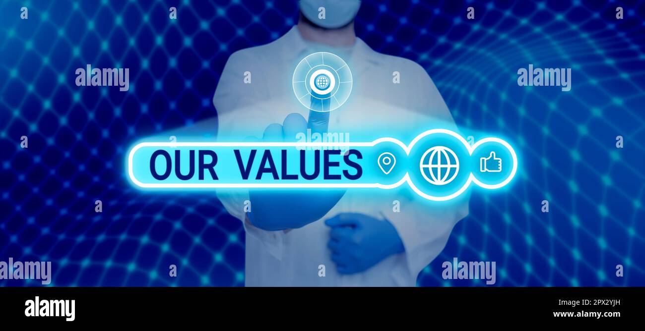 Conceptual caption Our Values, Business approach list of morals ...