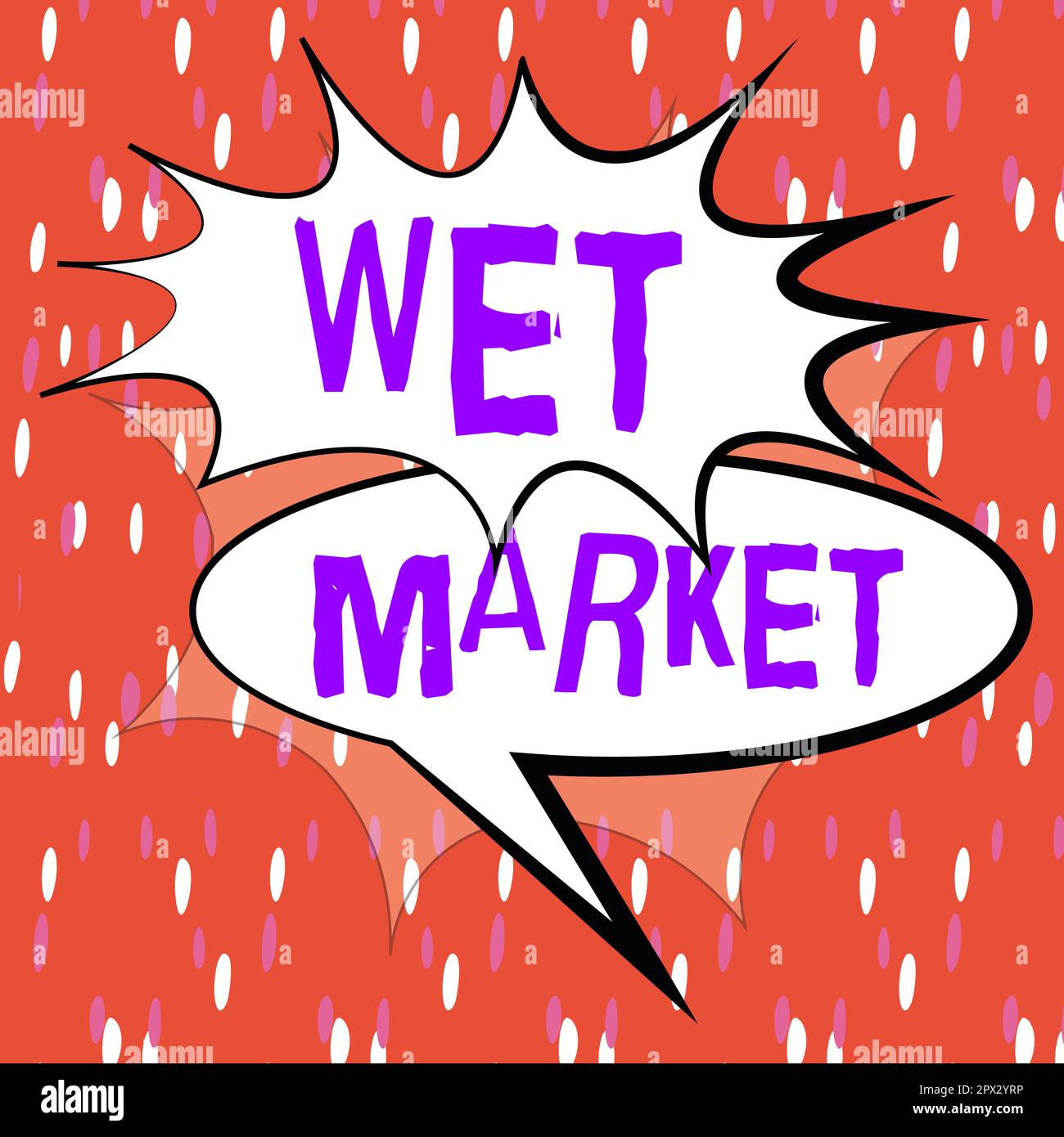 Sign displaying Wet Market, Word Written on market selling fresh meat ...