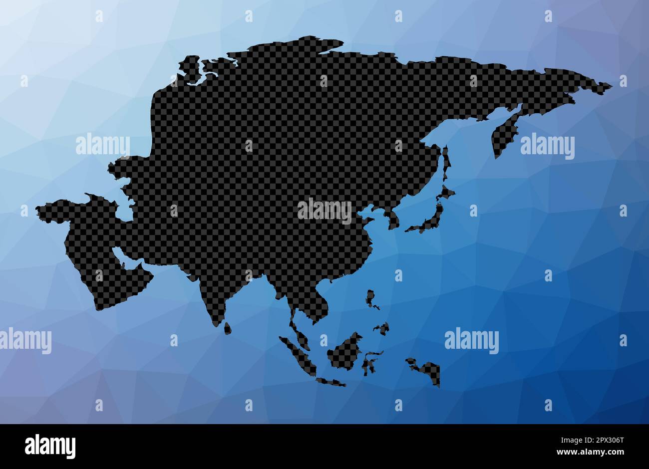 Asia geometric map. Stencil shape of Asia in low poly style. Appealing ...