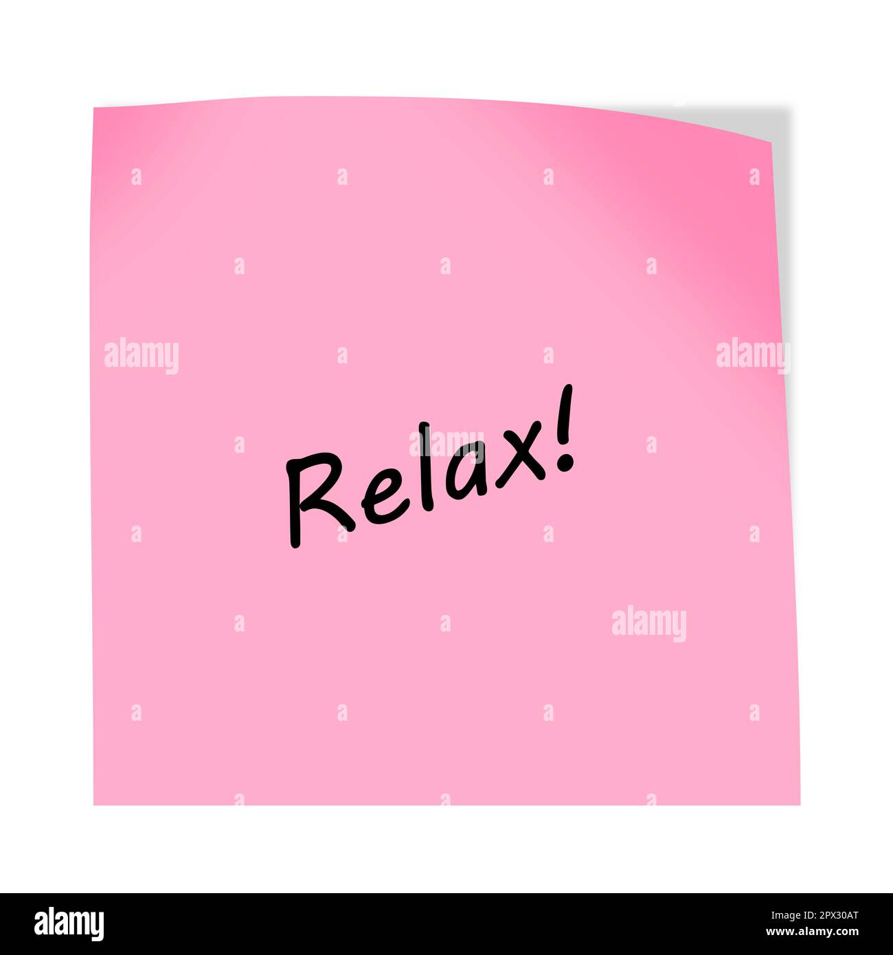 A Relax 3d illustration post note reminder on white with clipping path ...