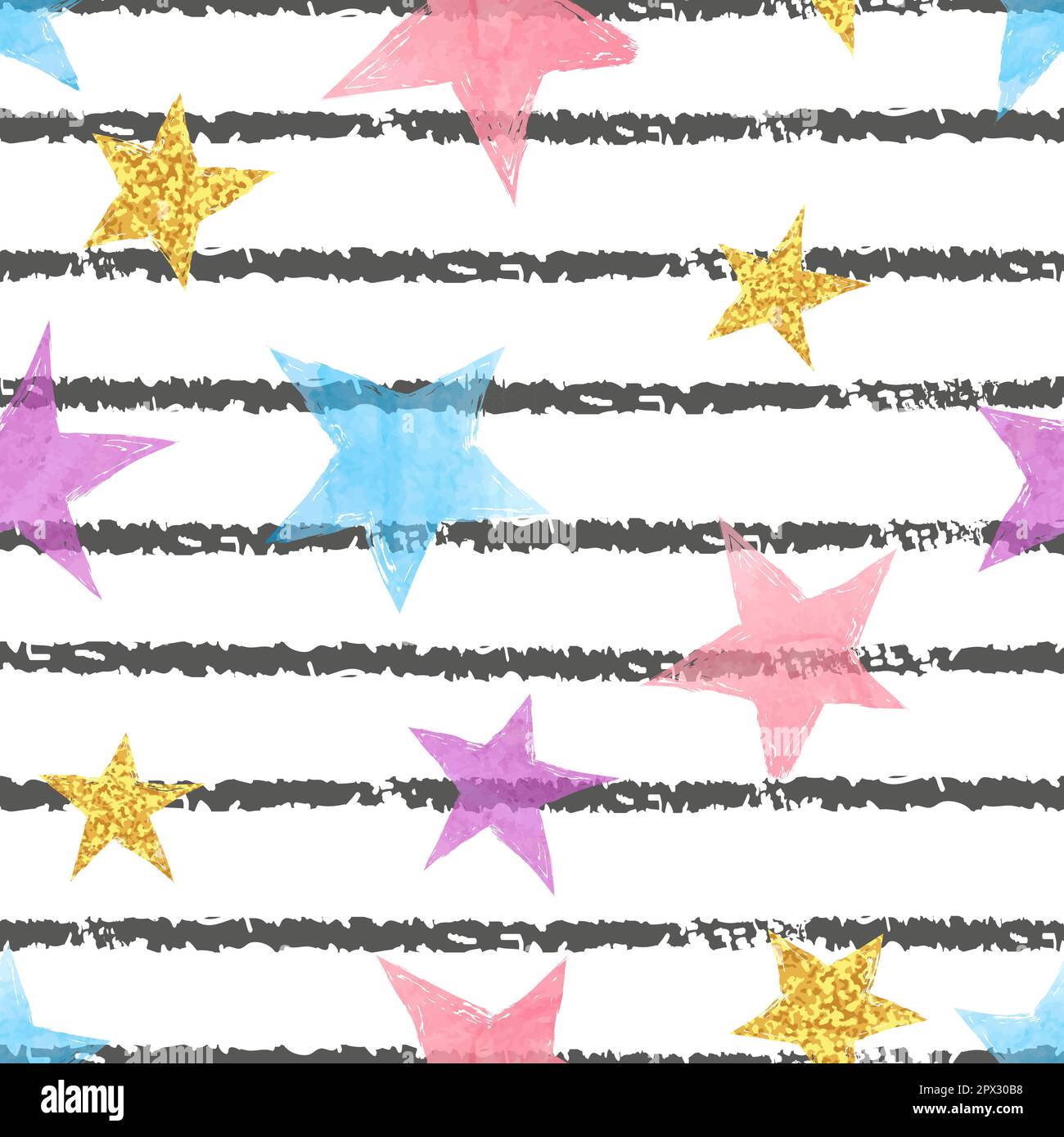 Seamless striped pattern with colorful stars. Vector background Stock ...