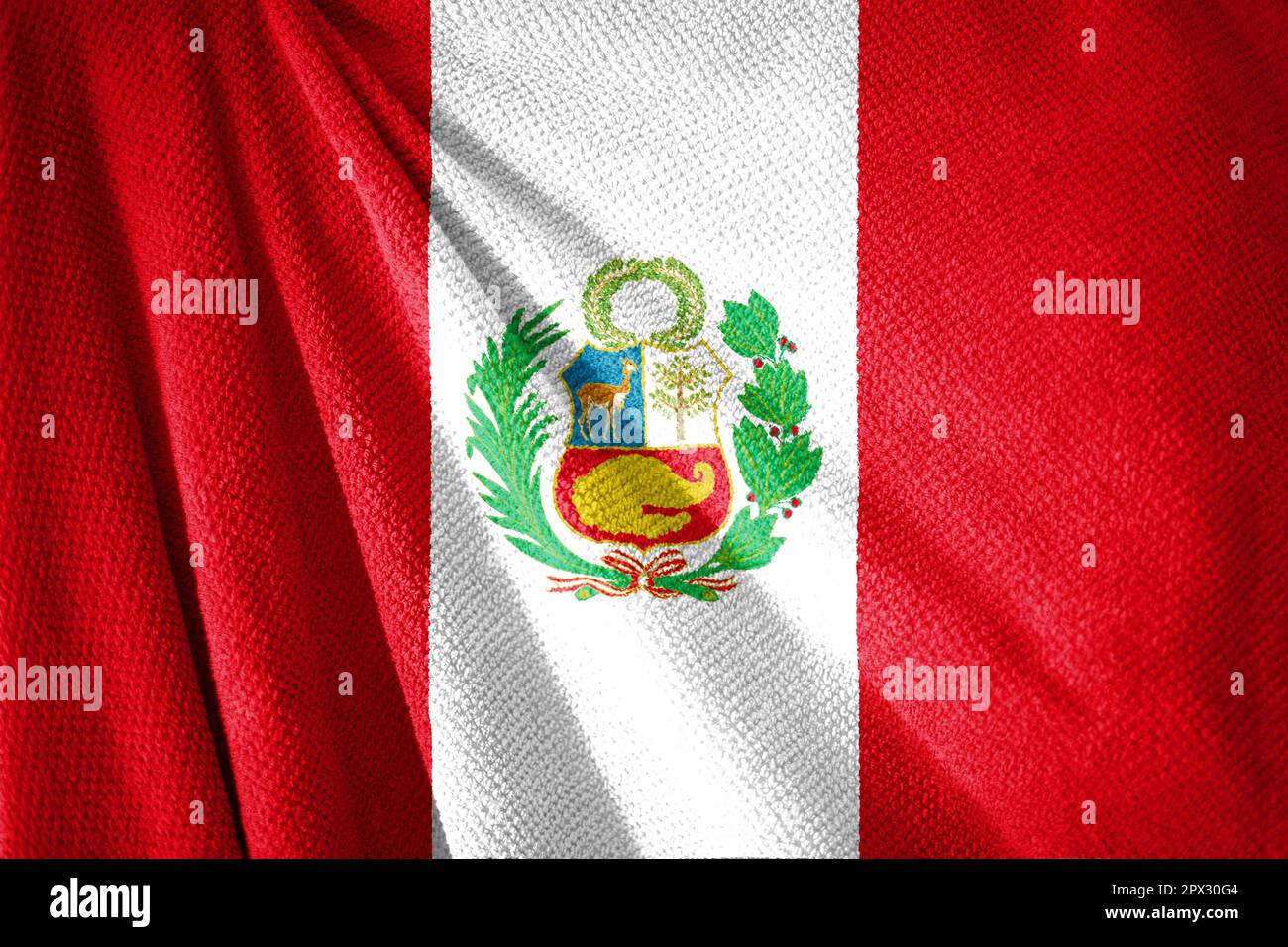 Peru flag on towel surface illustration with, country symbol Stock ...