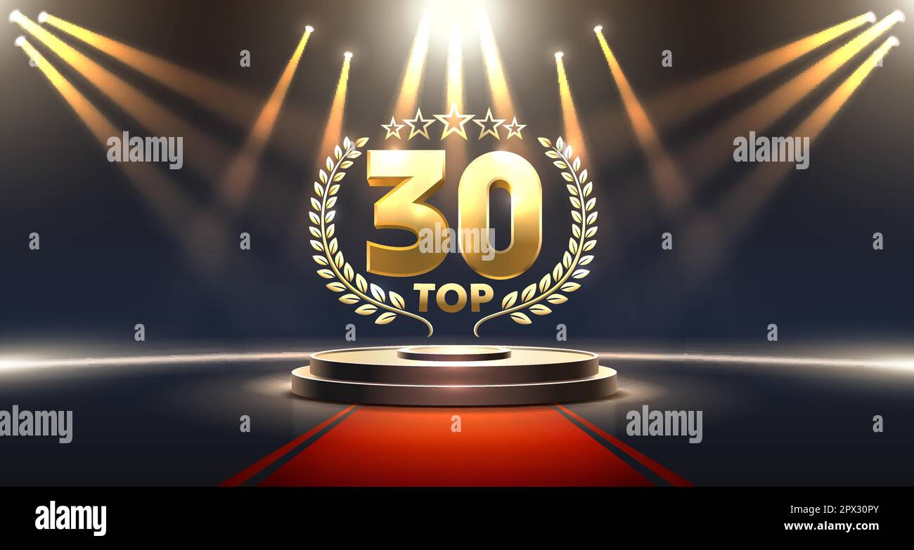 Top 30 best podium award sign, golden object. Vector illustration Stock ...