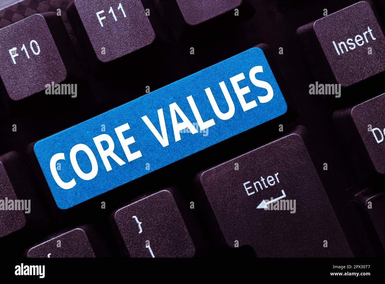 Sign displaying Core Values, Internet Concept belief person or ...