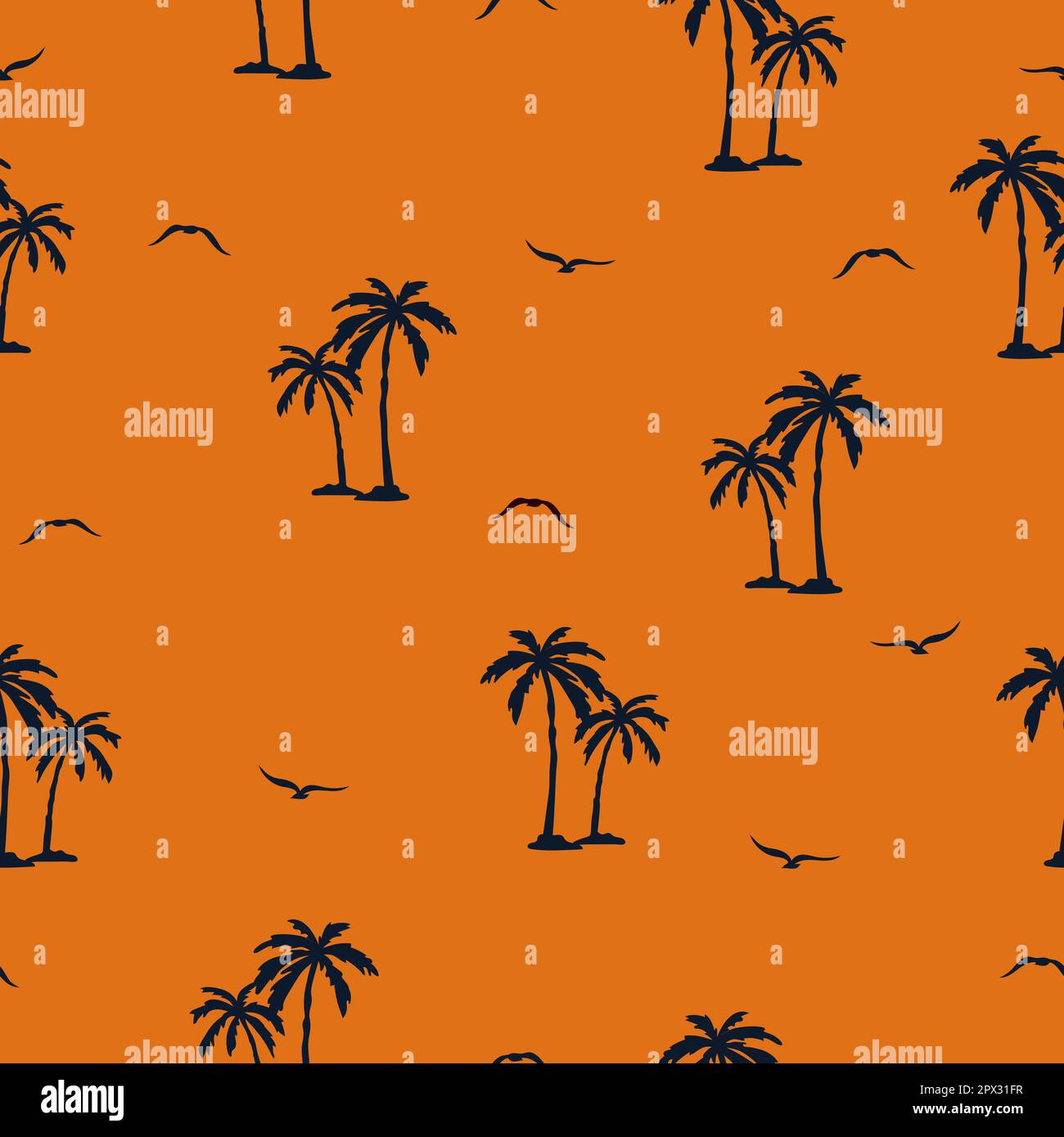 Seamless palm trees pattern. Vector tropical background with palms and ...