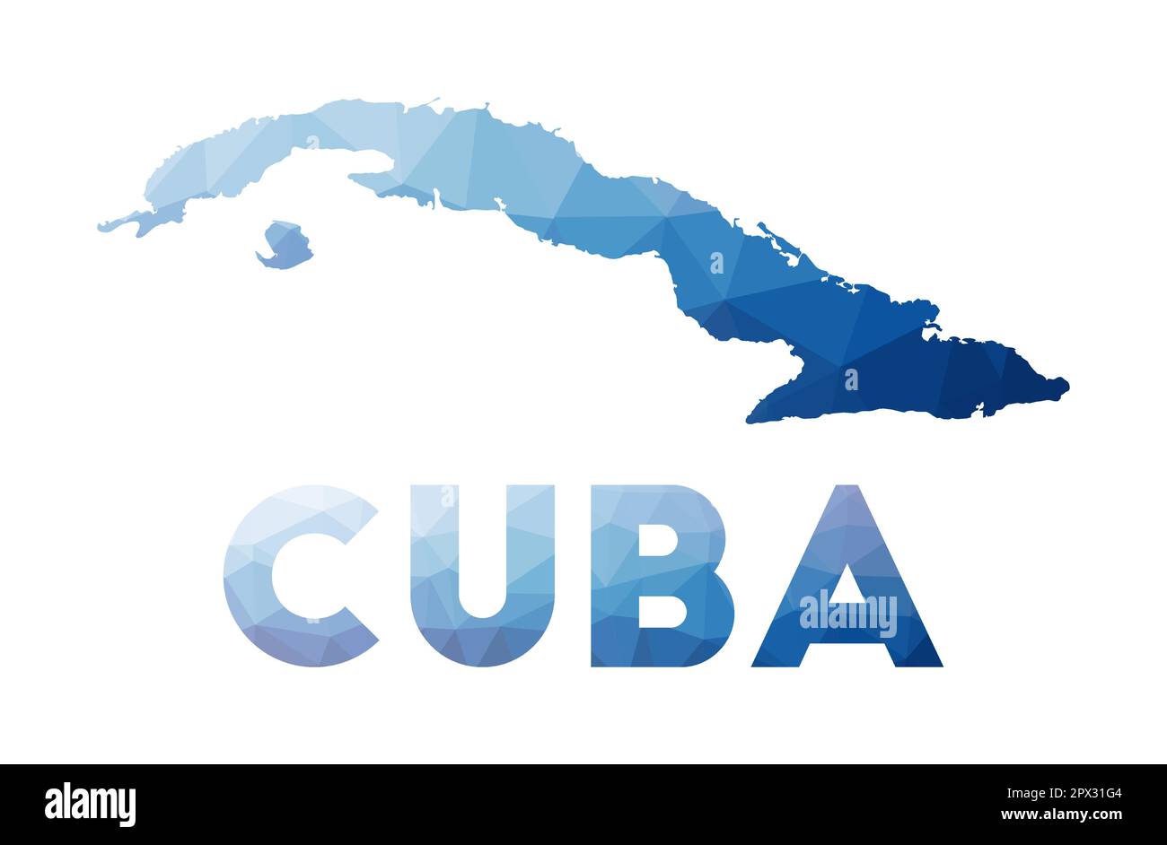Low poly map of Cuba. Geometric illustration of the country. Cuba ...