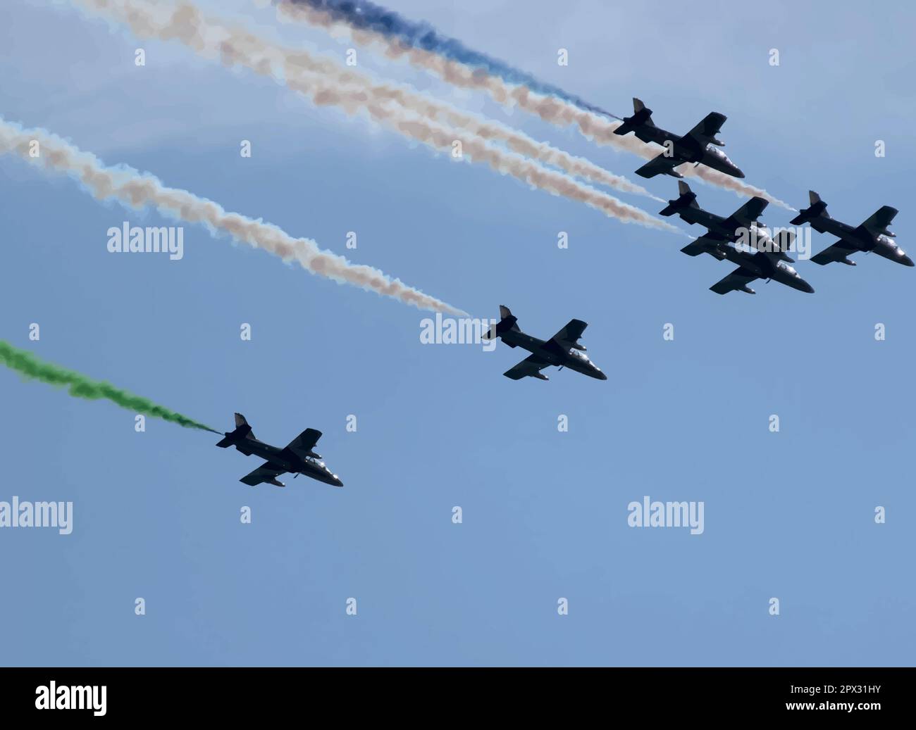 Blue sky smoke trail Stock Vector Images - Alamy