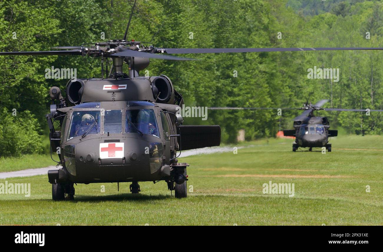 Two U.S. Army UH-60 L Black Hawk Helicopters, assigned to 4th Ranger ...