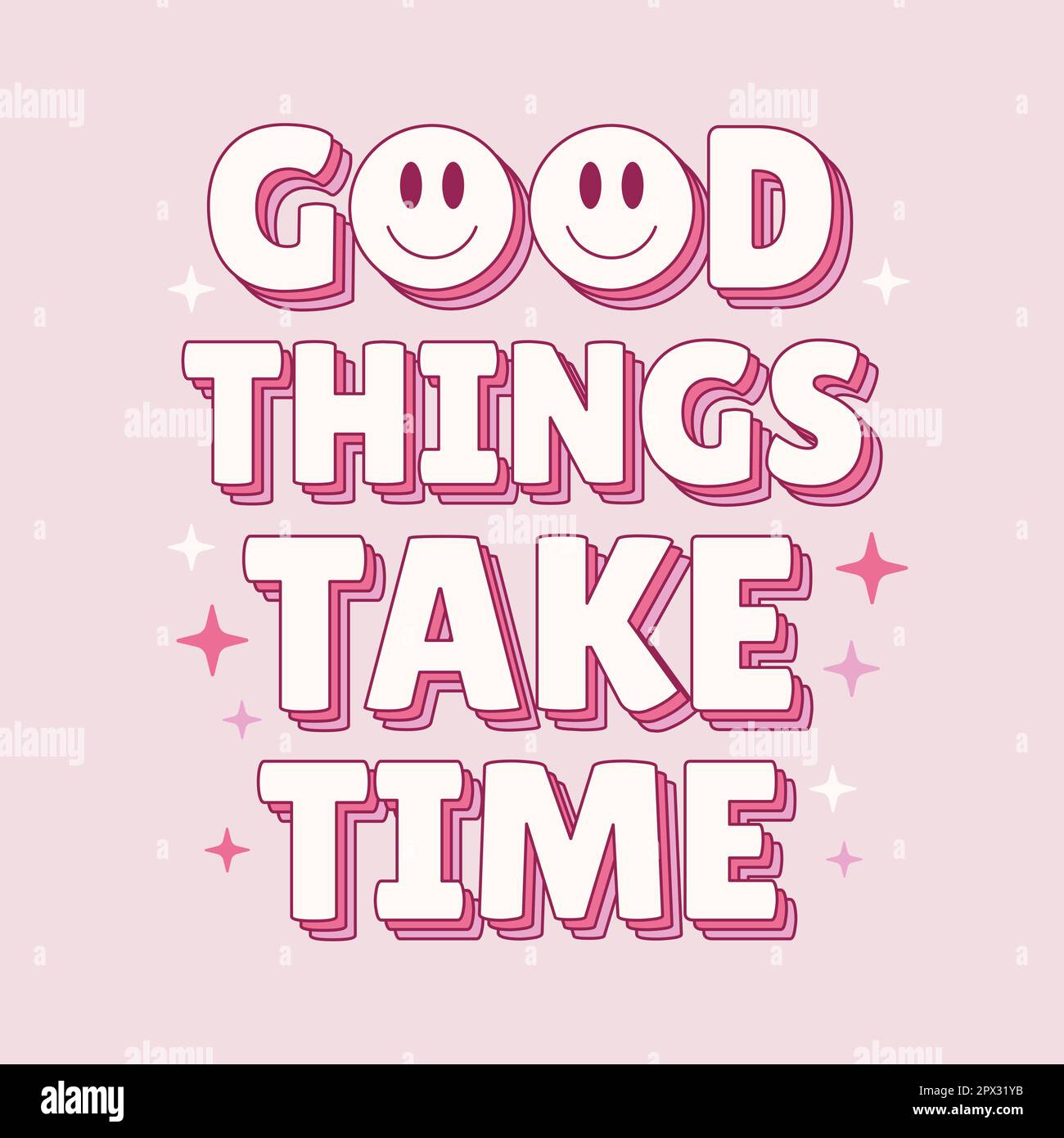 Good things take time quote in y2k retro style. Inspirational phrase ...