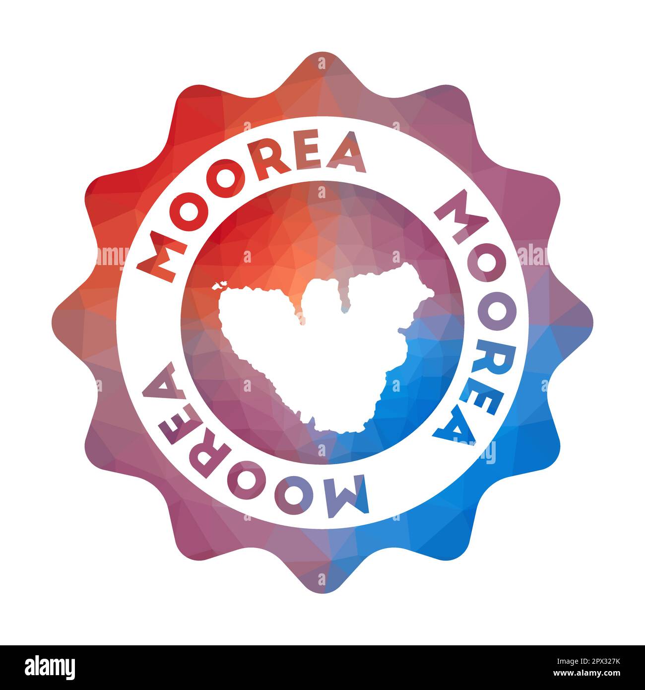 Moorea low poly logo. Colorful gradient travel logo of the island in ...