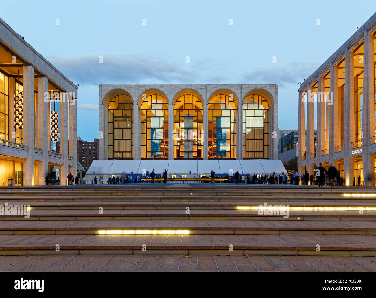 Lincoln Center at dawn: View of David H. Koch Theater, Metropolitan ...