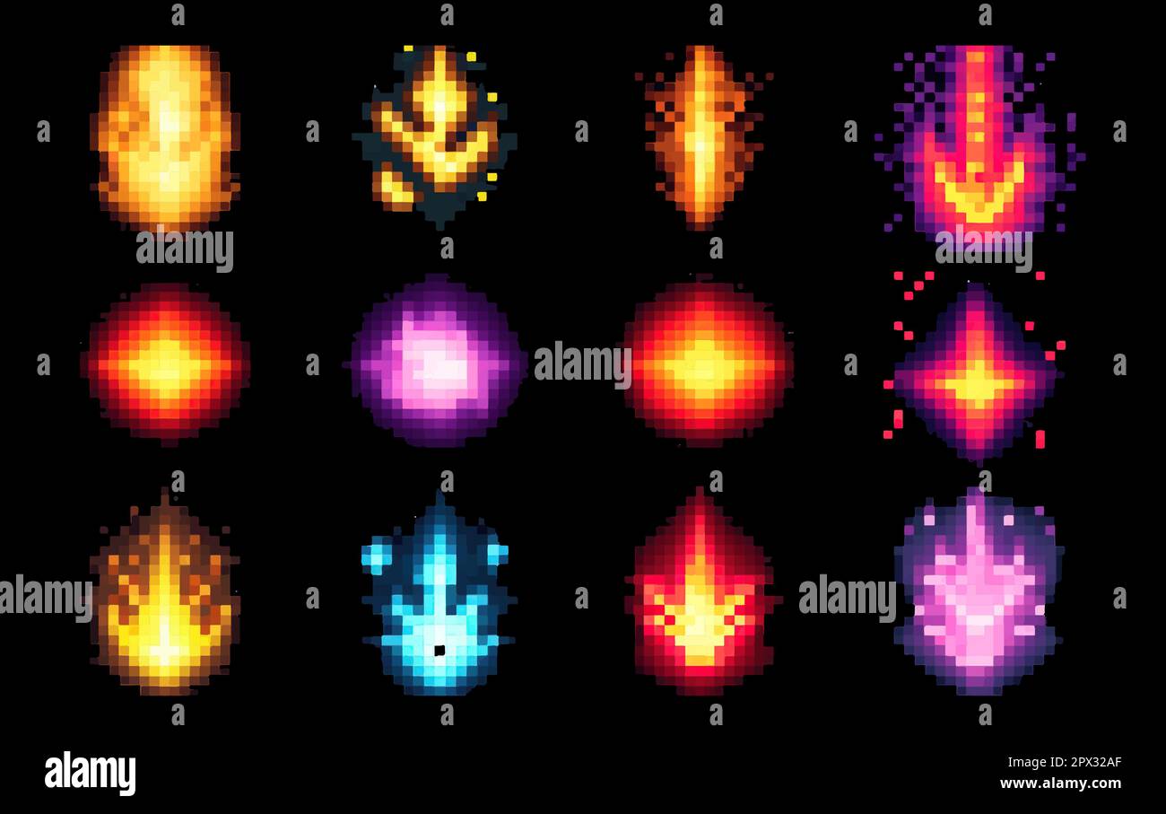 set vector pixel illustration of flash glow isolate on black background Stock Vector Image & Art ...
