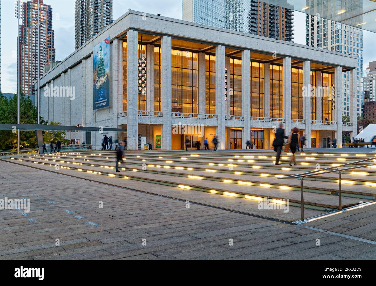 Lincoln Center at dawn: David H. Koch Theater, on Josie Robertson Plaza ...
