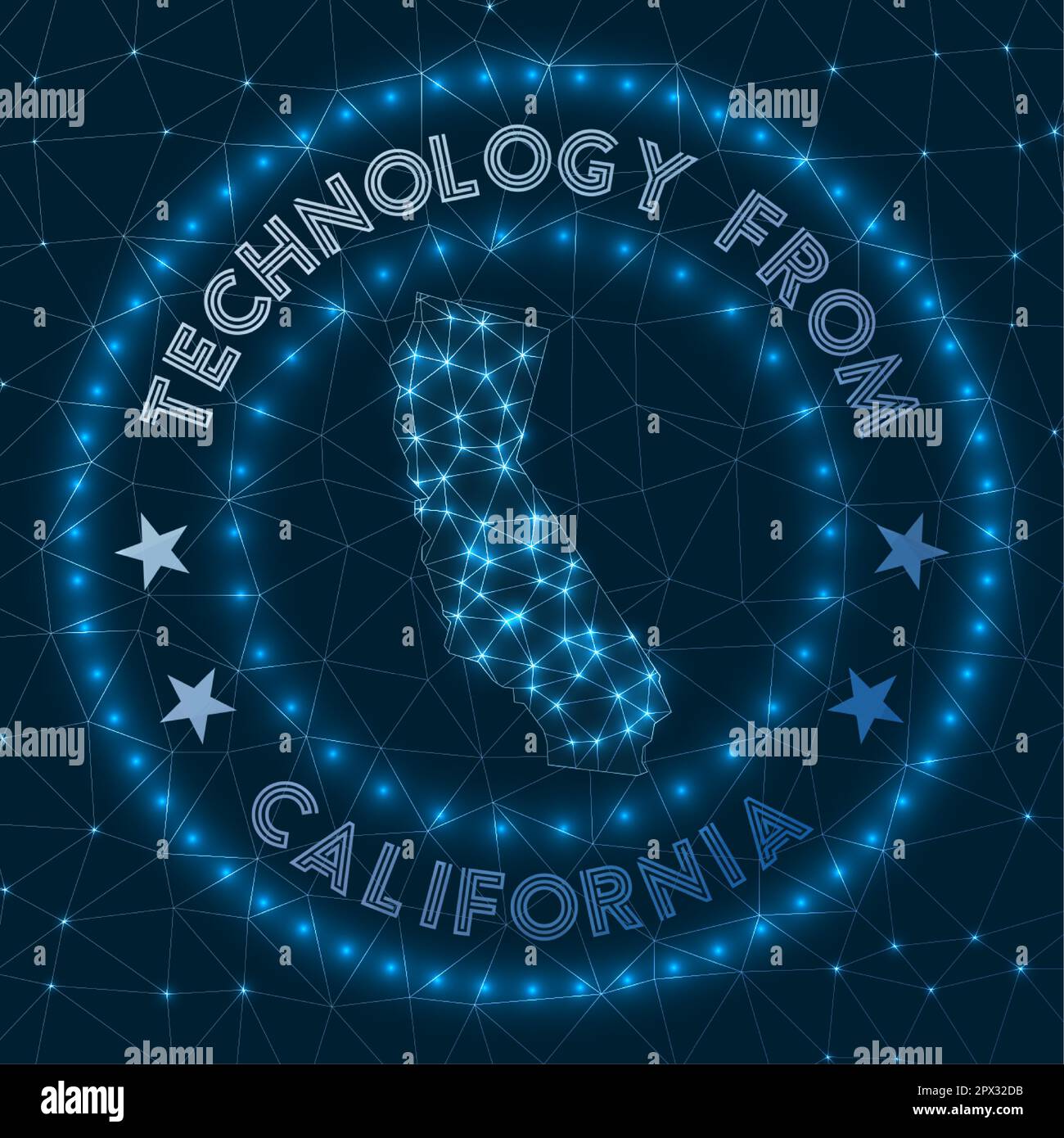 Technology From California. Futuristic geometric badge of the US state ...